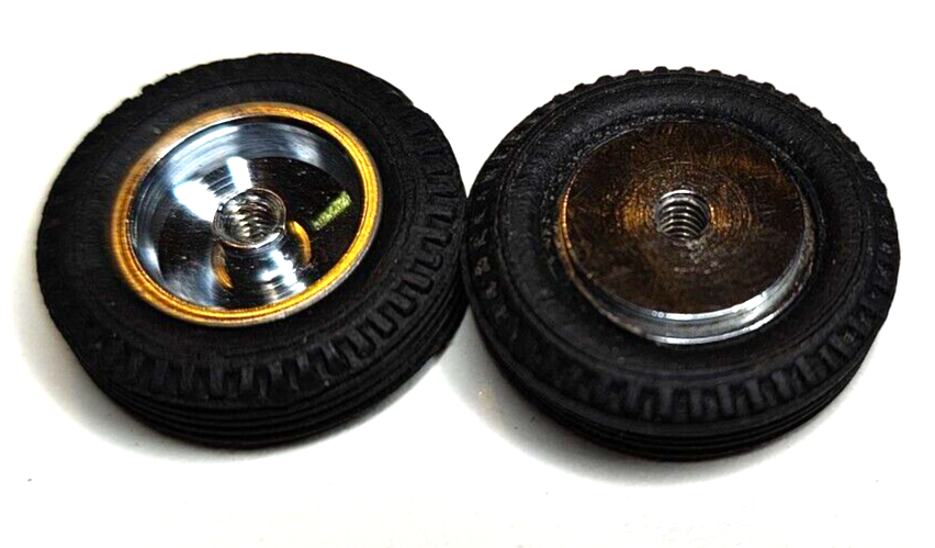 Vintage wheels. 25.5mm dia. x 7.25 mm wide. 1" X 9/32" 5-40 threaded ...