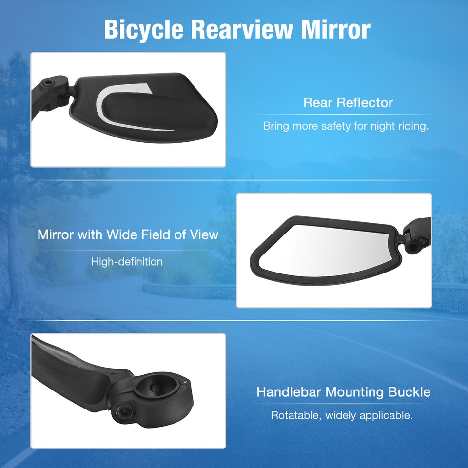 1 Pair E-Bike Handlebar Rear View Mirror Bicycle Rearview Rectangle ...