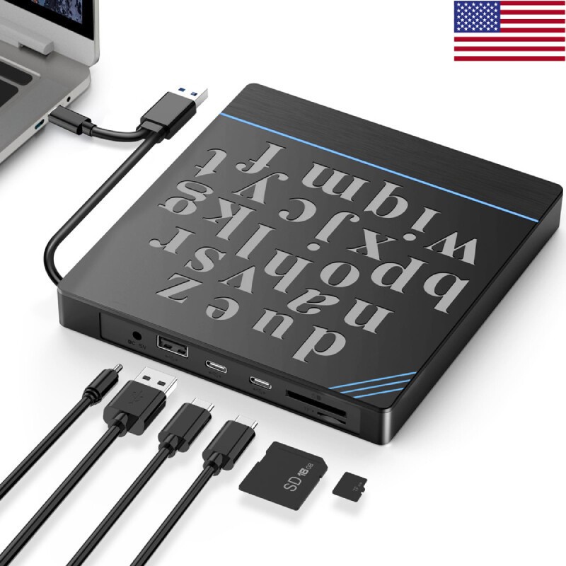 External CD RW DVD ROM Writer Burner Player Drive PC Laptop USB-C Type ...