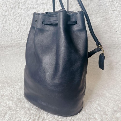 Old Coach Leather Dark Navy Vintage Drawstring Shoulder Bag Used | eBay