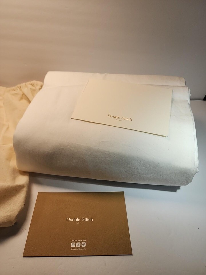 Double Stitch by Bedsure Cotton Tencel Queen Duvet Cover Set, Cream | eBay