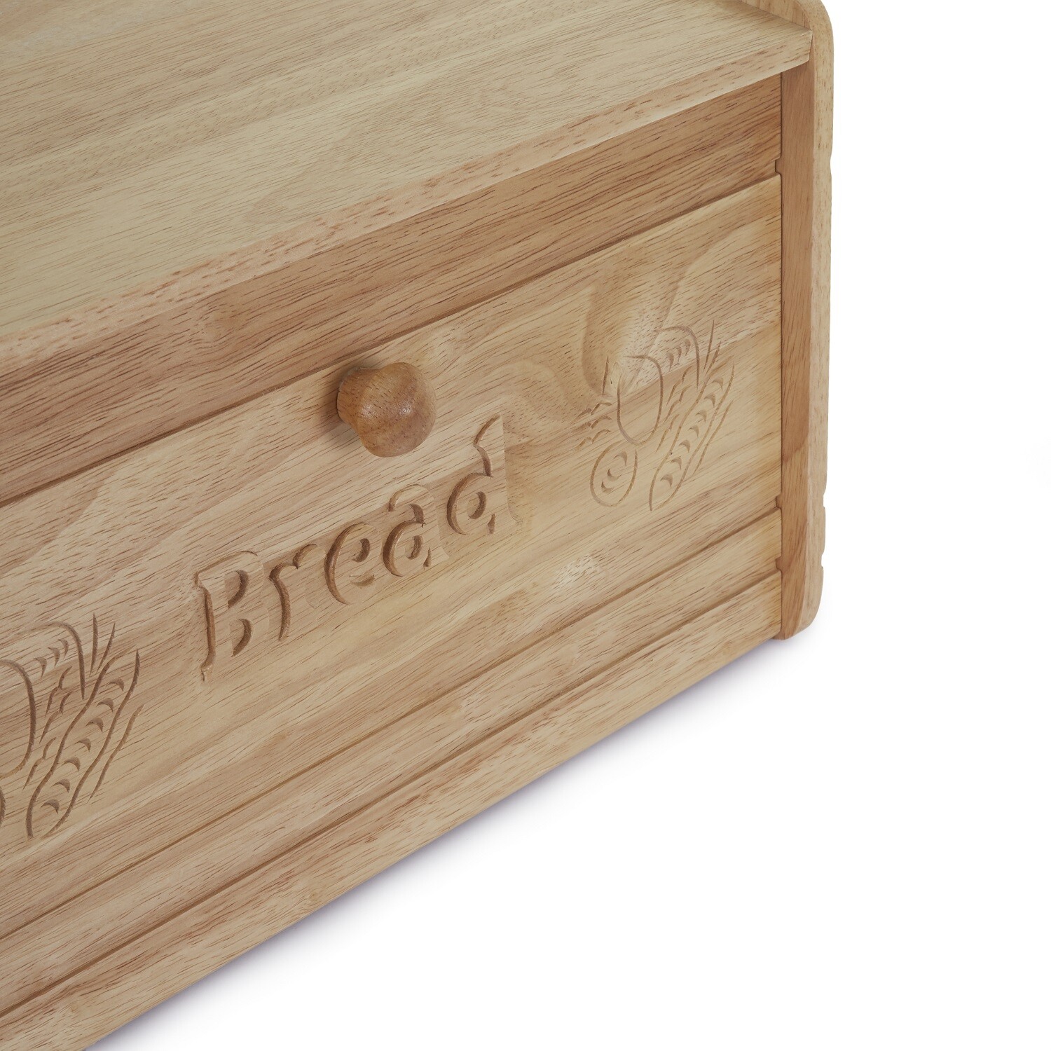 Apollo Hevea Rubber wood Wooden Carved Drop Front Bread Bin Counter ...