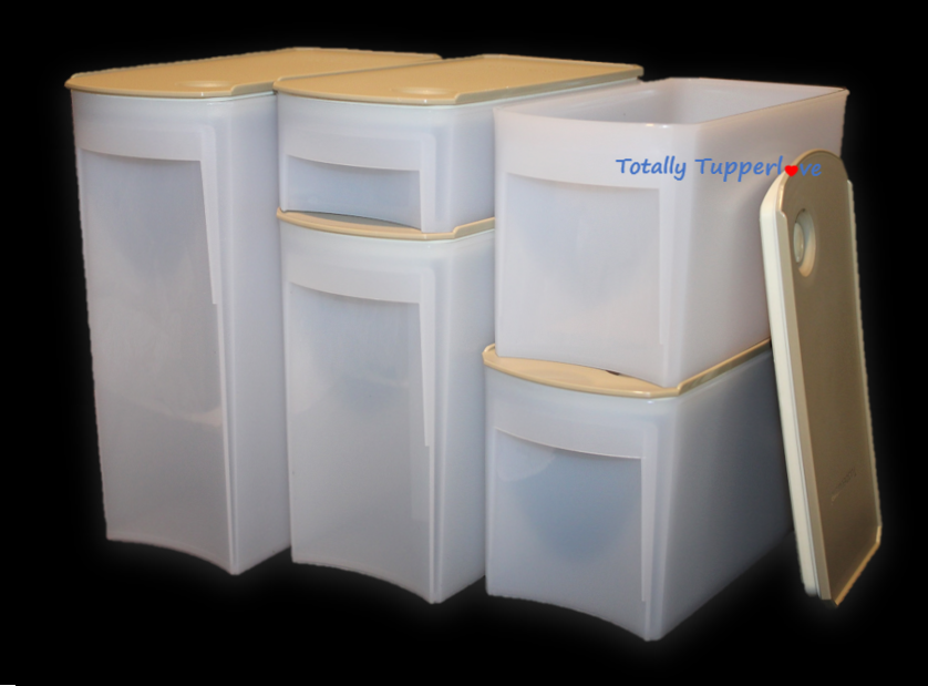 Tupperware Shelf Smart Containers Set of 5 Slim Rectangles Hazelnut ...