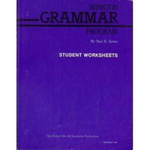 Winston Grammar Program-advanced Student Worksheets 1982 by Paul R ...