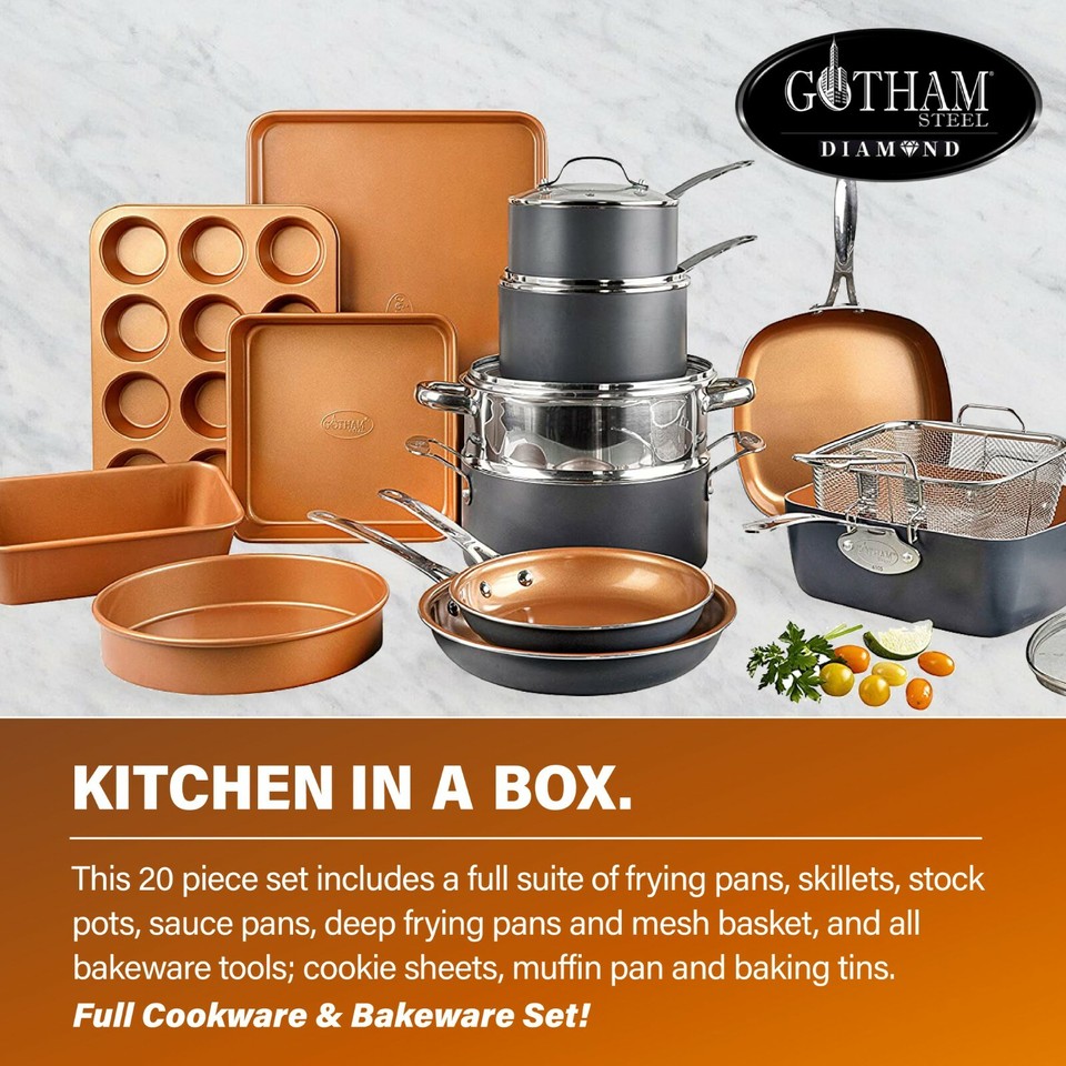 Gotham Steel 20 Piece Nonstick Cookware & Bakeware Set - 3 Available ...
