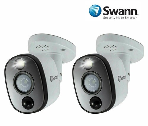 2 X Swann SWPRO-4KWLB 4K Thermal Sensing Warning light Camera Suit DVR ...