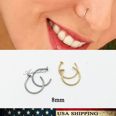 4pcs Nose Open Hoop Ring Lip Earring Body Piercing Studs Stainless ...