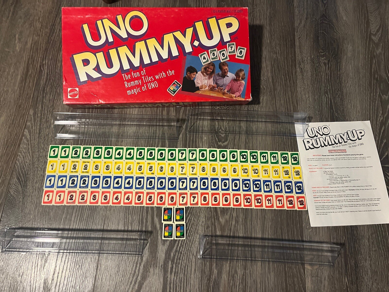 Mattel 1993 UNO Rummy-Up Tiles Board Game 100% Complete Rummy Up Family ...