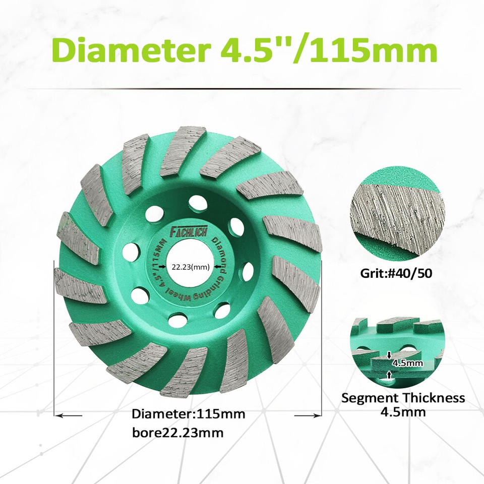 Diamond Grinding Cup Wheel 4"/4.5"/5" Concrete Granite Turbo Row ...