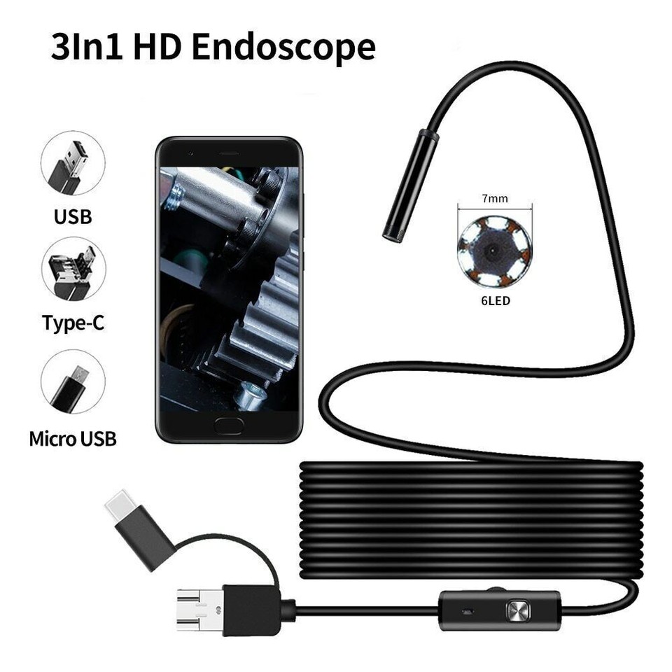 Endoscope Camera with Light HD Bore Scope Borescope Pipe Inspection ...