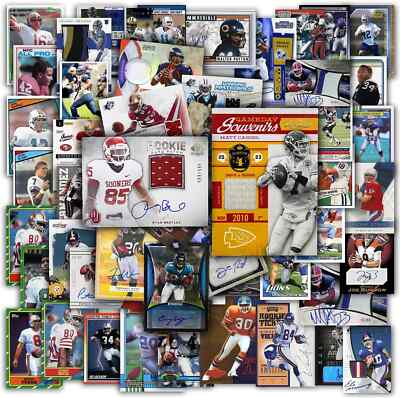 100 NFL Football Cards Stars, Rookies + 2 Autographed or Jersey Cards ...