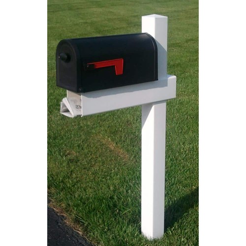 54 in x 24 in x 5 in Adjustable Arm Mailbox Post Sleeve in White with X ...