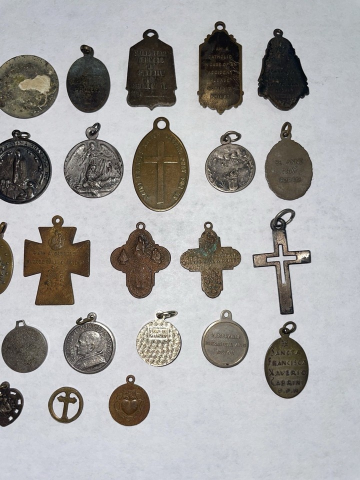 Lot of 32 Rare Vintage Sterling Silver Catholic Religious Medals ...