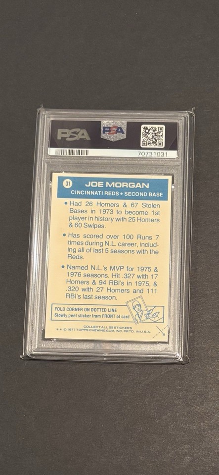 1977 Topps Cloth Joe Morgan PSA 8 | eBay