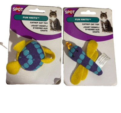 (2 toys) Spot Fun Knits Lady Bug & Dragon Fly Cat Toy Catnip Rattle ...