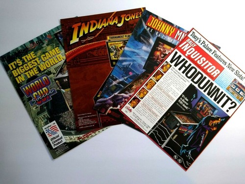 Pinball Flyers Lot Of 4 Games World Cup Indiana Jones Johnny Mnemonic ...