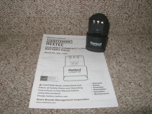NEW Craftsman 12V Nextec Compact Lithium-Ion Battery & Owner Manual | eBay