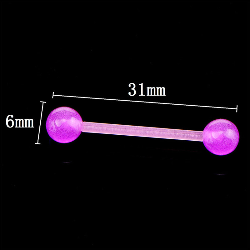 20PCS/Set Luminous Ball Flexible Barbell Stud Tongue Ring Bars Body ...