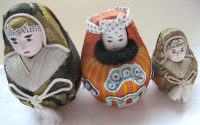 Vintage HIME DARUMA ROUND JAPANESE DOLLS set of 3 | eBay