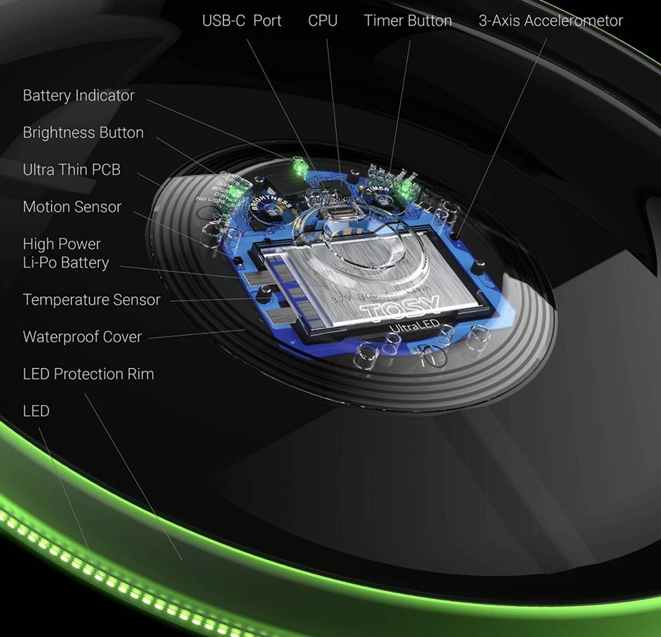 TOSY 36 & 360 LED Flying Disc - Extremely Bright, Smart Auto Light Up ...