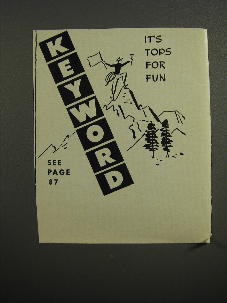 1953 Keyword Board Game Advertisement - It's tops for fun | eBay