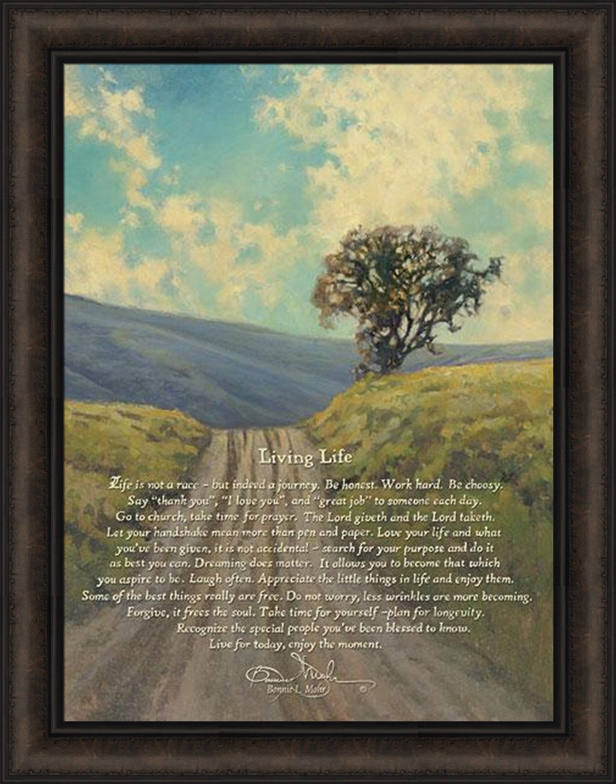 LIVING LIFE by Bonnie Mohr 22x28 FRAMED ART PICTURE Inspirational TREE ...
