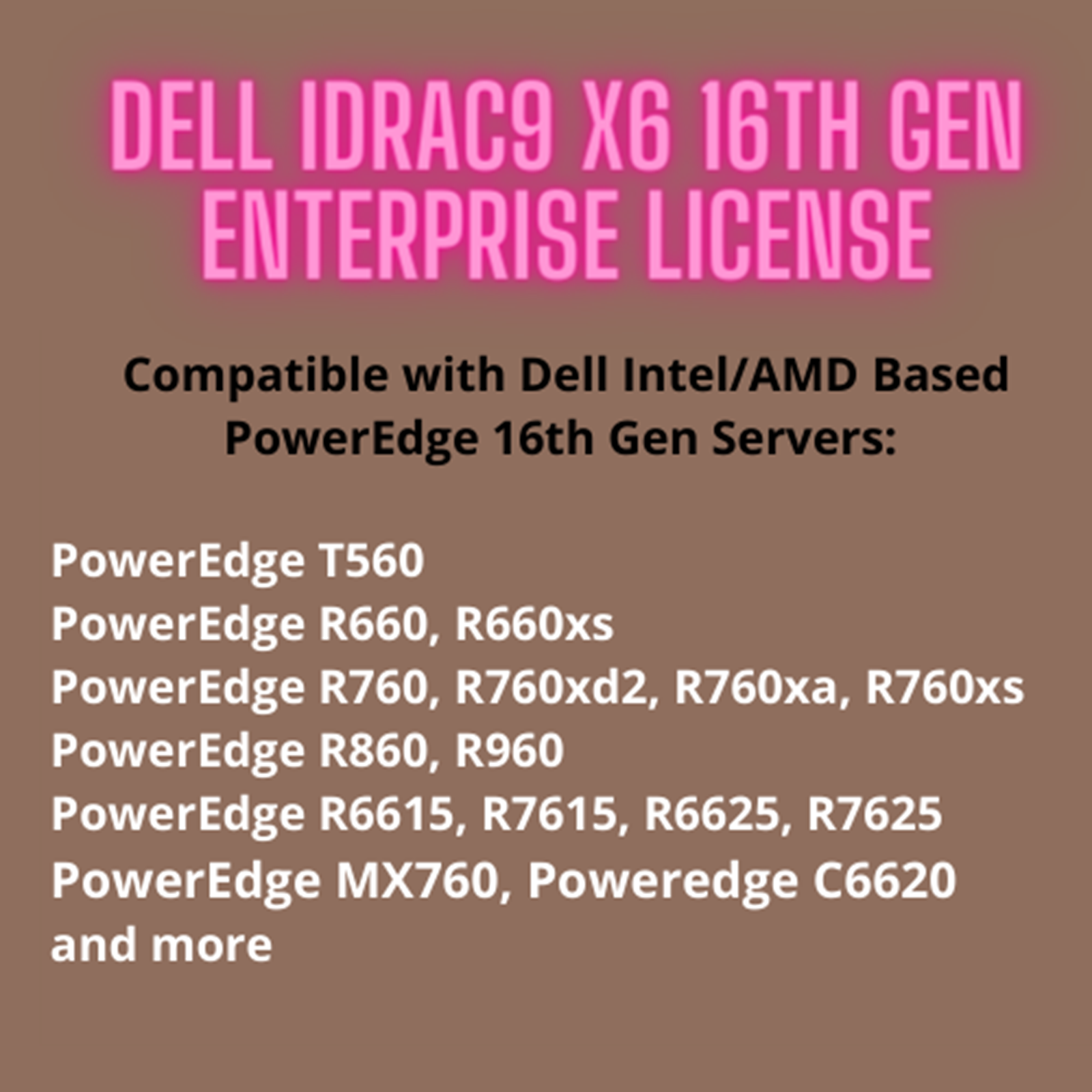 iDRAC9 x6 Enterprise License for Gen 16th T560 R6625 R7625 R760xd2 ...