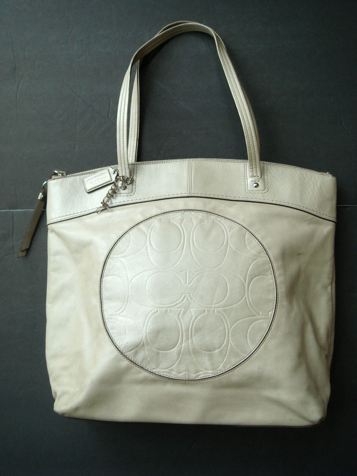 COACH Taupe Leather Laura Tote Handbag Purse - Gem