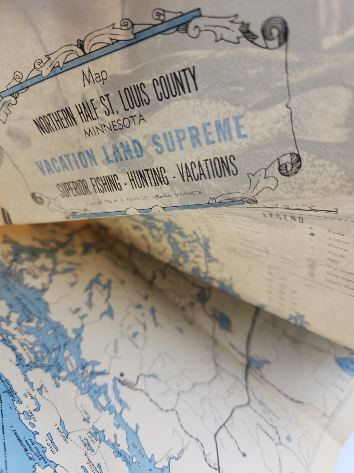 1942 Minnesota Arrowhead County Fishing Pamphlet Map | eBay