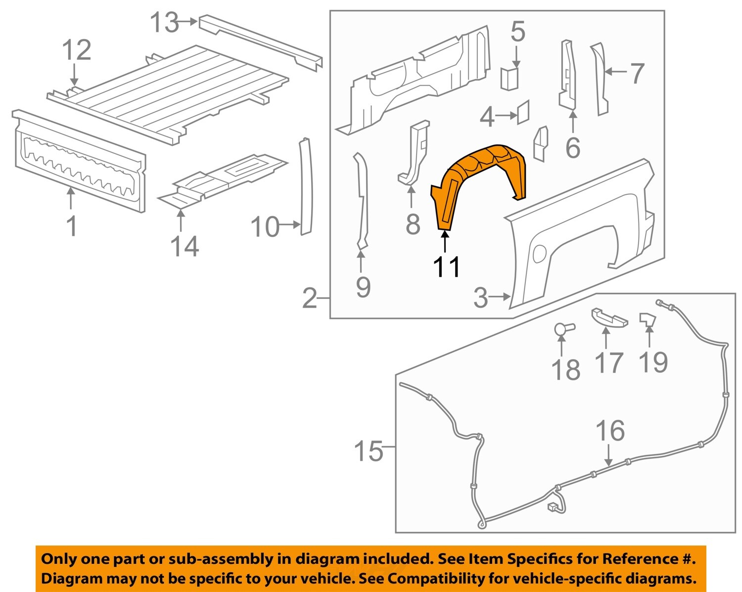 GM OEM 14-19 Silverado 1500 Pick Up Box Components-Wheelhouse 23201349 ...