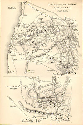PENINSULAR WAR MAP/BATTLE PLAN BATTLE ~ SOULTS OPERATIONS TO RELIEVE ...