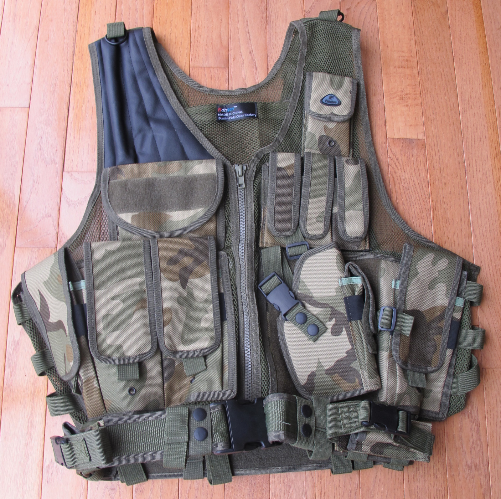 Law Enforcement Deluxe Tactical Vest with Holster, Pouches, Utility ...