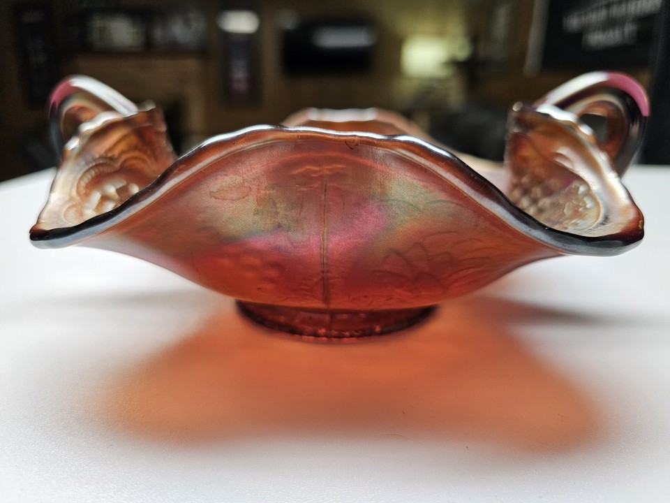 Fenton Lotus & Grape Handled Bon Bon Dish In Carnival Glass ~ Rare | eBay