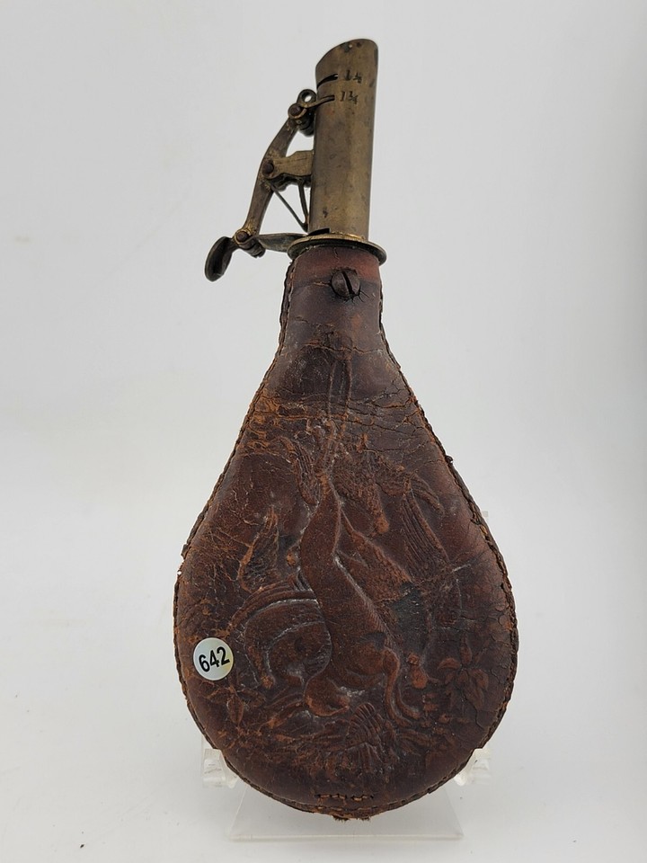 ORIGINAL 19th CENTURY LEATHER SHOT POUCH FOR A MUZZLE LOADING GUN OR ...