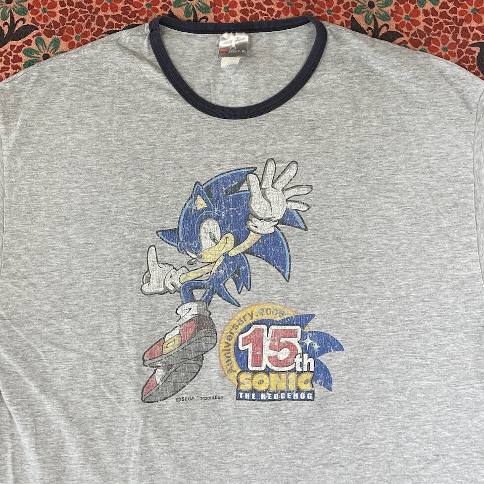 Vintage Sonic 15th Anniversary Ringer T-Shirt Size XL… - Gem