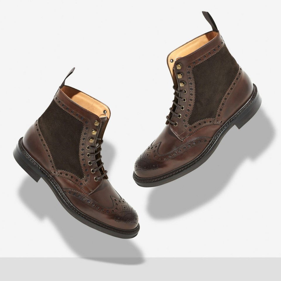 Joseph Cheaney for Charlie Custards Mens Tweed New Orleans Brogue Boots ...
