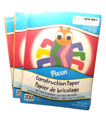 Pacon Construction Paper 9x12 200 Count Each Multi Color New Cut Paste ...