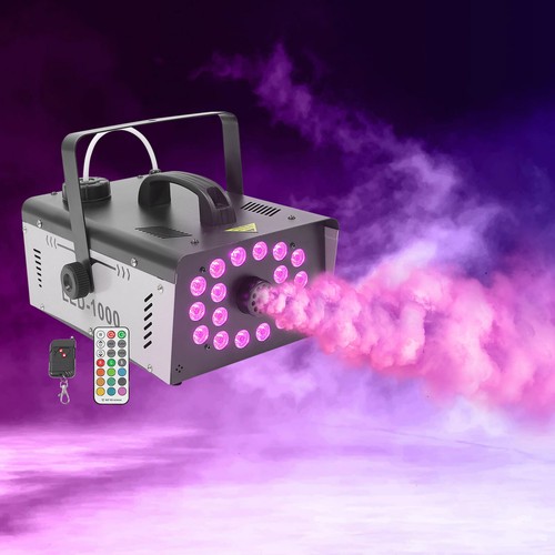1000W Smoke Fog Machine RGB Multi Color LED DJ Xmas Stage Effect Light ...
