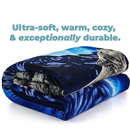 Dawhud Direct II Howling Wolf Fleece Blanket for Bed, 75 x 90 Queen ...