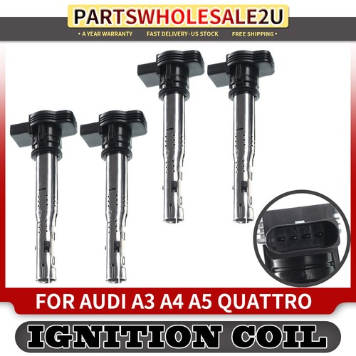 4 Ignition Coils Pack for Audi A3 A4 A5 A6 Q3 Quattro Q5Volkswagen ...