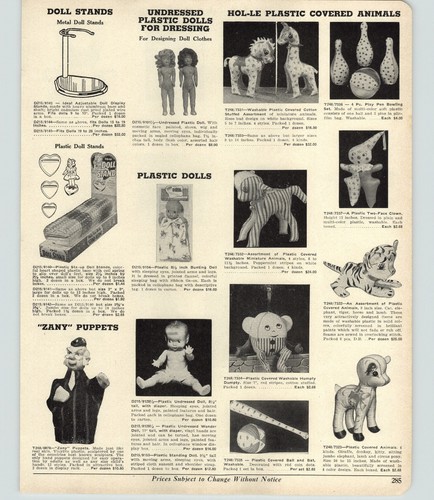 1954 PAPER AD Hol-Le Stuffed Animals Zany Puppet Smokey Bear Windy ...