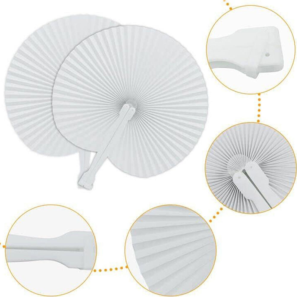 Round Shaped Folding Fan Blank DIY Painting Fan Handheld Paper Fan for ...