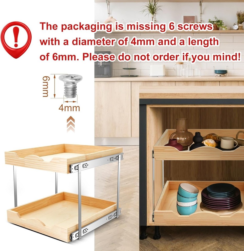 Sintuff 2 Tier Pull out Drawers for Kitchen Cabinets Pull out (20" W x ...