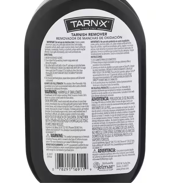 Jewelry Cleaner Tarnish Remover 12 Oz. Tarn-X Silver Gold Copper Clean ...
