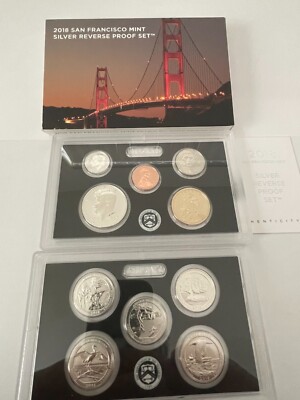 2018-S SILVER REVERSE PROOF SET 50TH ANNIVERSARY 10 COINS W COA & 7 ...