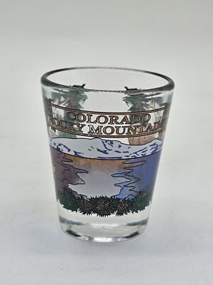 Colorado Shot Glass "Rocky Mountains" Shooter Goldtone Detail Jigger | eBay
