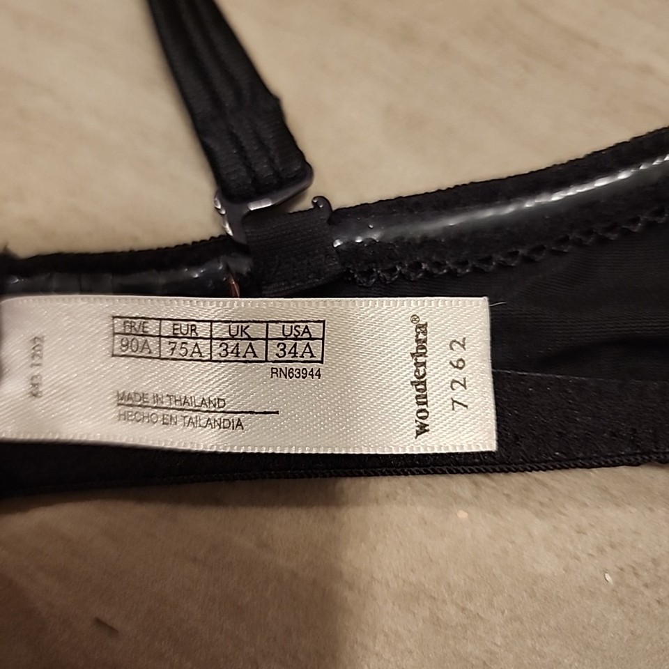Wonderbra 34A Black Underwire Very Padded 7262 | eBay