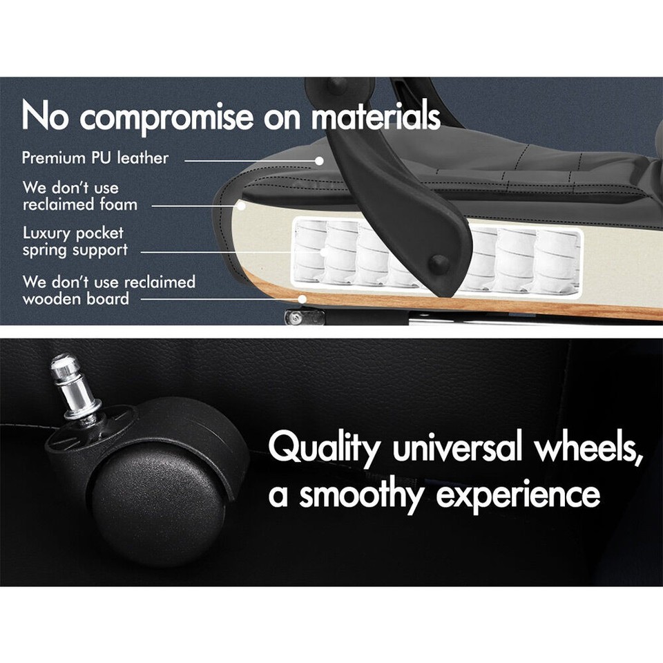 ELFORDSON Massage Office Chair Padded High Back Recliner Footrest ...