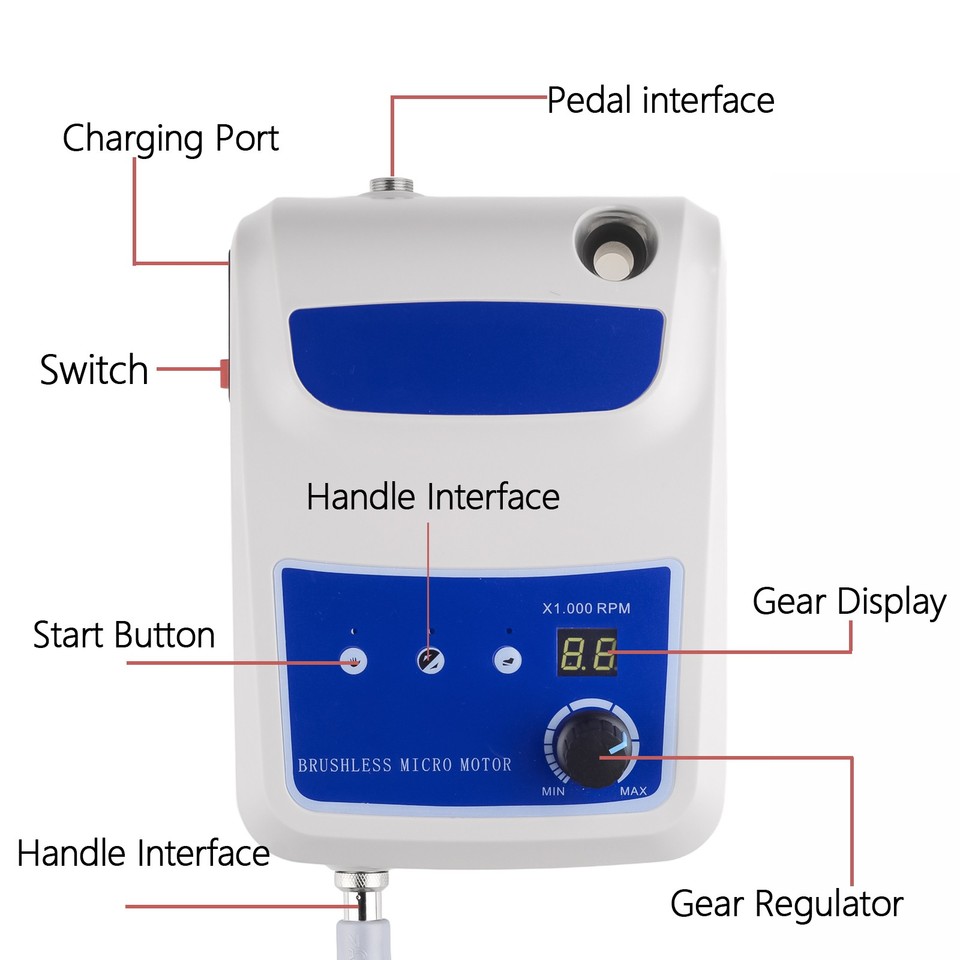 50K RPM Dental Brushless Polishing Unit Micro Motor Grinder with E-type ...