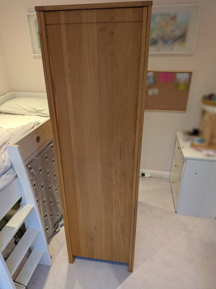 Used Solid Oak 2 door wardrobe, fair condition (some marks) | eBay UK